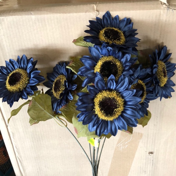 Accents | Royal Blue Silk Sunflower Bundle | Poshmark